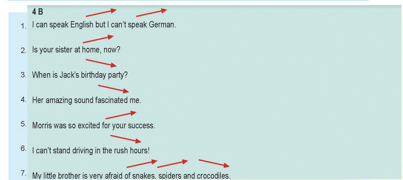 Read the sentences, determine and draw arrows for the intonation ...