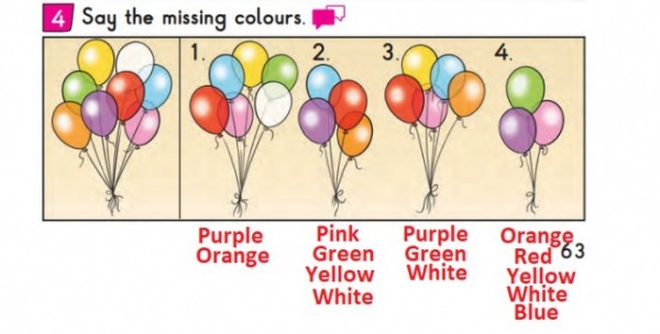 Say the missing colours.