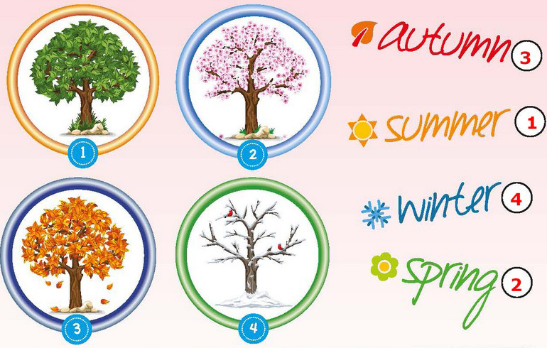 Match the seasons with the pictures.