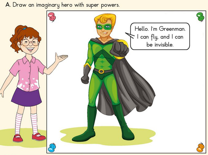 Draw an imaginary hero with super powers.