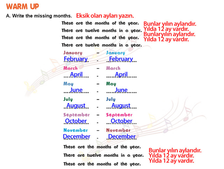 Write the missing months.