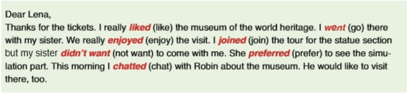 Complete the mail with the past form of the verbs in brackets.