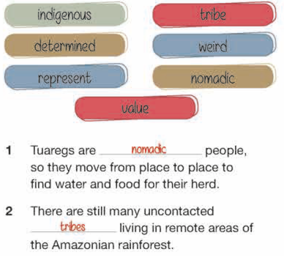 Fill in the blanks with the appropriate words. Make necessary changes.