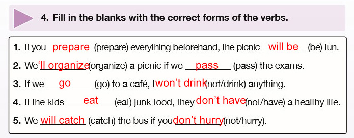 Fill in the blanks with the correct forms of the verbs.