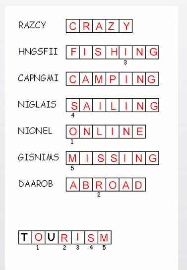 Find the scrambled words and the hidden message.