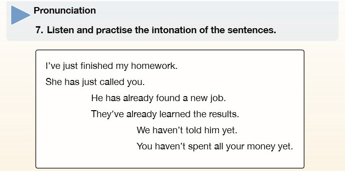 Listen and practise the intonation of the sentences.