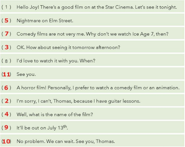 Listen to the dialogue and reorder the conversation.