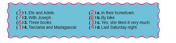 Match the questions in 3.a with the answers.