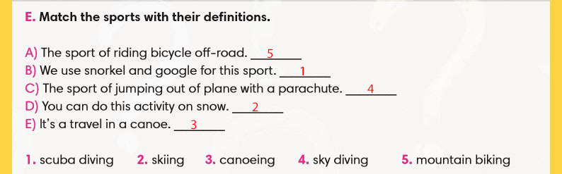 Match the sports with their definitions.