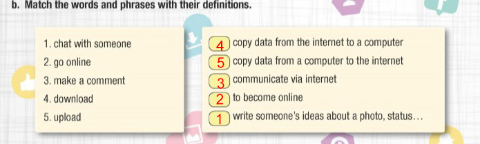Match the words and phrases with their definitions. - Evvel Cevap