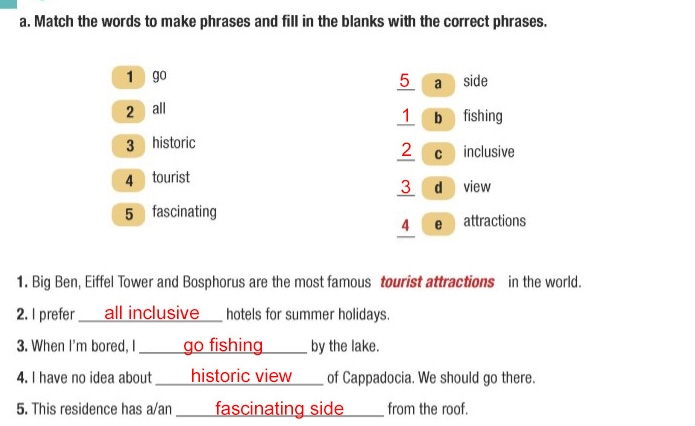 Match the words to make phrases and fill in the blanks with the correct ...