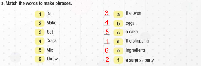Match the words to make phrases.