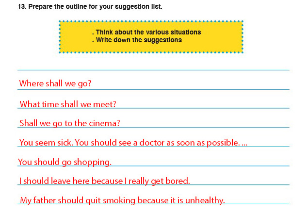 Prepare the outline for your suggestion list.