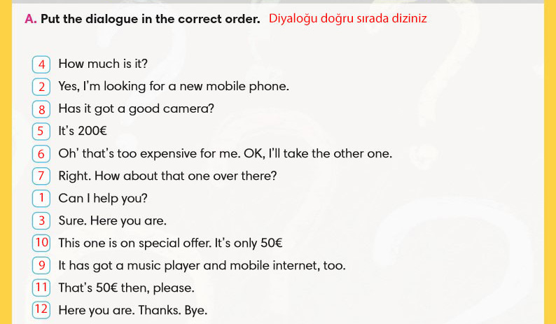 Put the dialogue in the correct order.