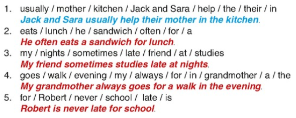 Put the words in the correct order to make sentences.