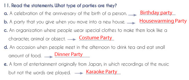 Read the statements. What type of parties are they? - Evvel Cevap