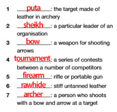 Read the text and match the highlighted words in the text to the ...