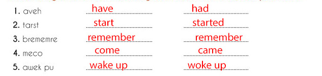 Rearrange the verbs which are given mixed. Then write their past forms.