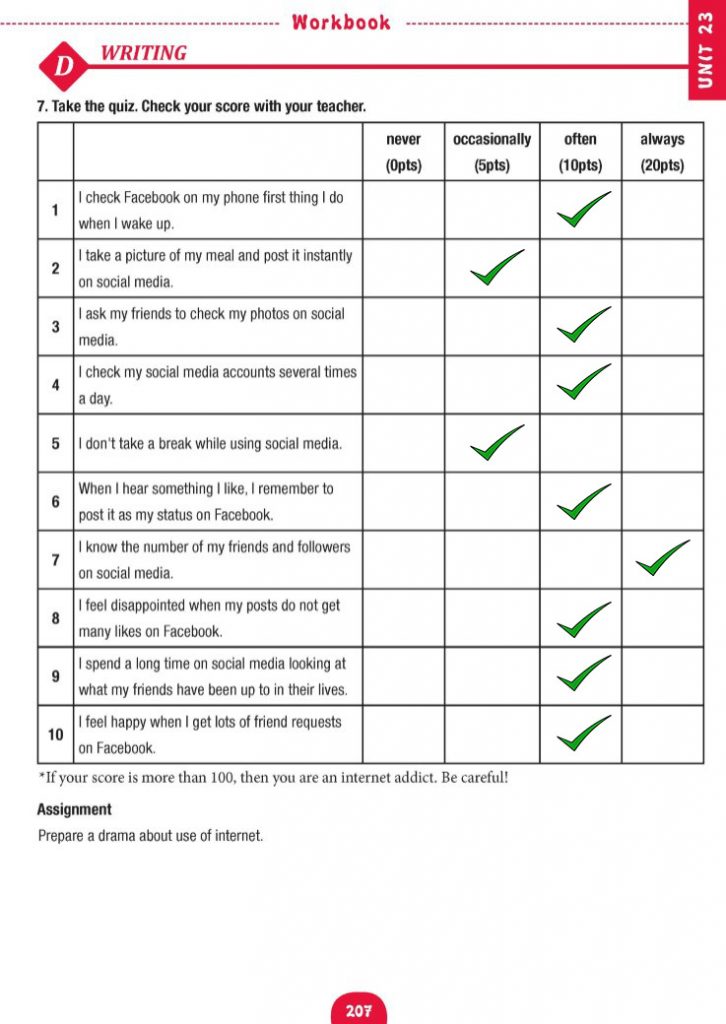 Take the quiz. Check your score with your teacher.