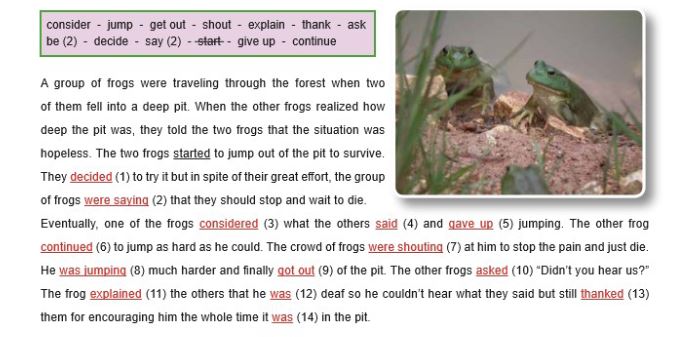 Read the short story of the two frogs and fill in the blanks with the ...
