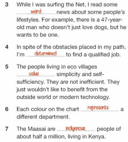 Fill in the blanks with the appropriate words. Make necessary changes.