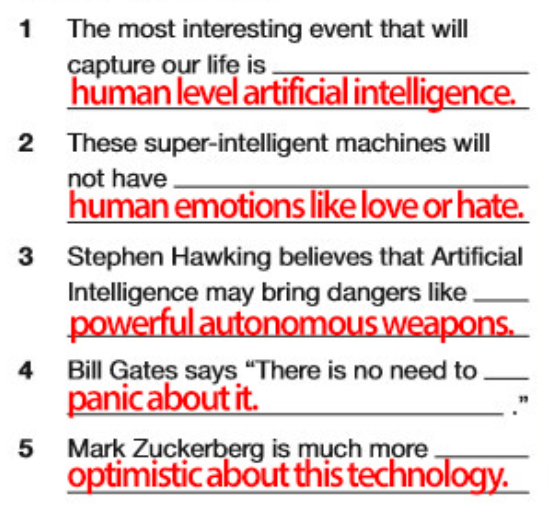 Listen to the audio again and complete the sentences below.