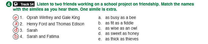 Listen to two friends working on a school project on friendship. Match ...