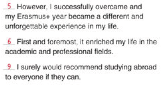 Put the sentences in the correct order to have a meaningful text.