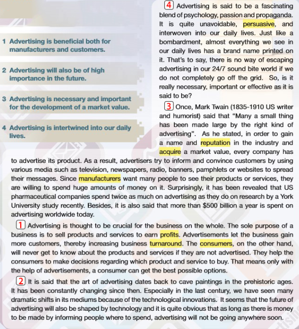 Read the text and find the main idea of each paragraph.