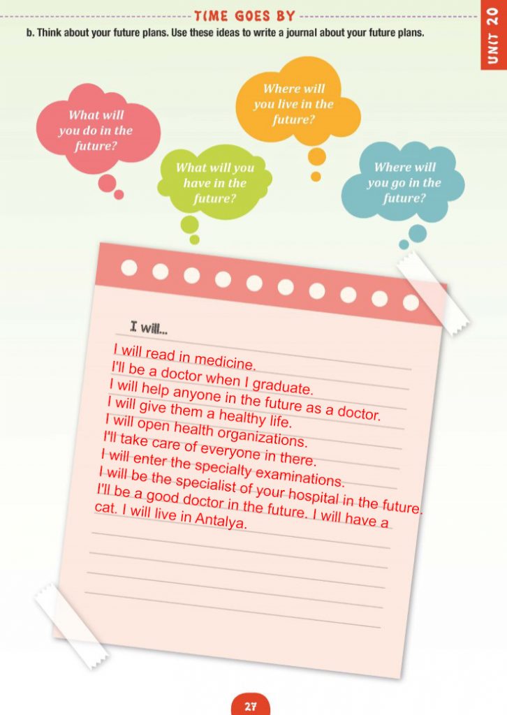 Think about your future plans. Use these ideas to write a journal about ...