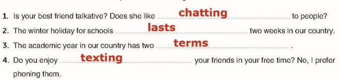 Use the words above and complete the following sentences.