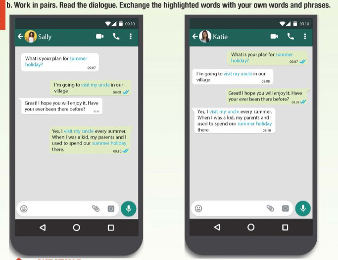 Work in pairs. Read the dialogue. Exchange the highlighted words with ...