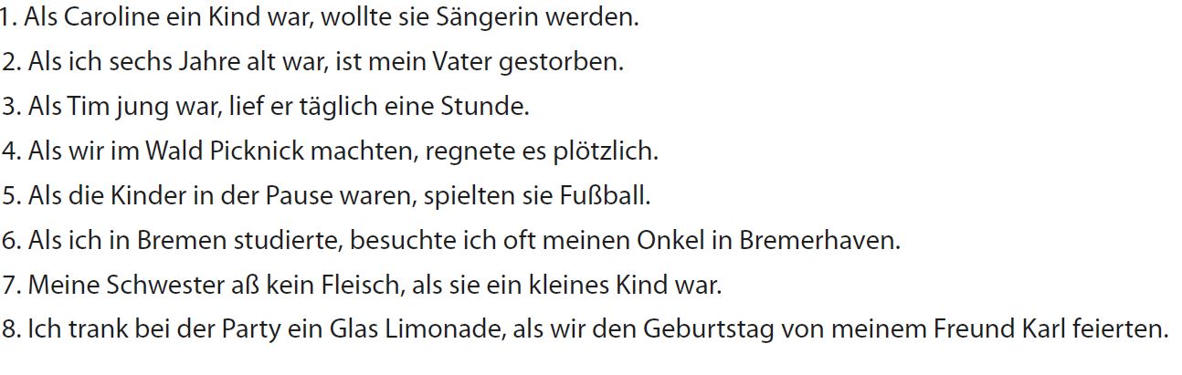 Bilde Sätze mit „als“ im Präteritum.