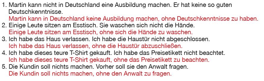 Bilde Sätze mit „ohne + zu.“