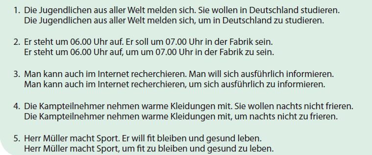 Bilde Sätze mit „um … zu“ + Infinitiv.