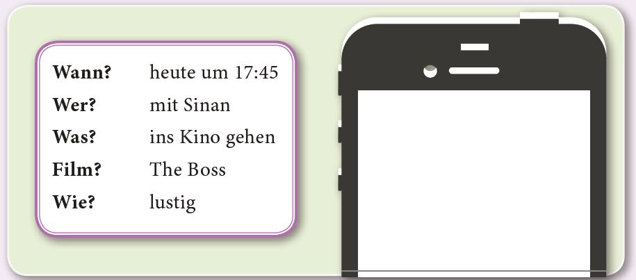 Lies die Informationen und schreib eine SMS an Selin!