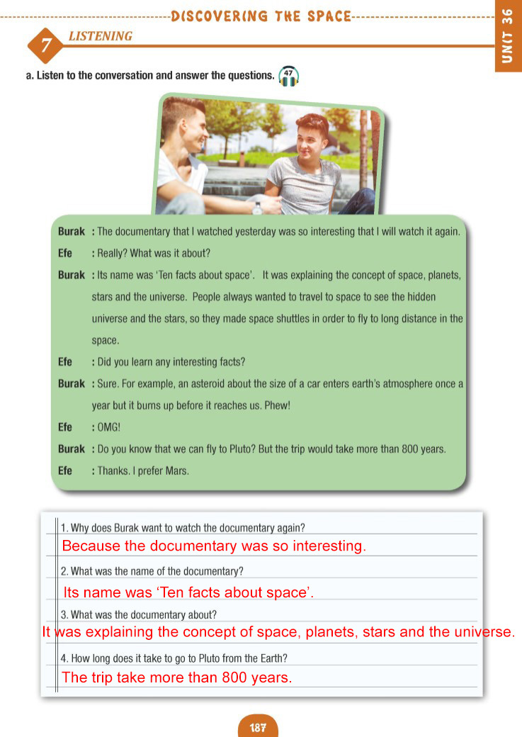 Listen to the conversation and answer the questions.