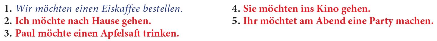 Schreib die Sätze mit dem Modalverb „möchten”!