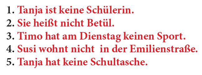 Schreib negative Sätze!