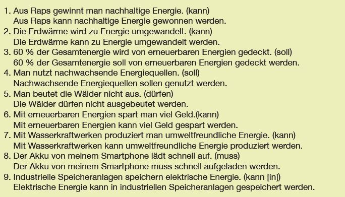 Schreib mit den Verben Sätze wie im Beispiel.