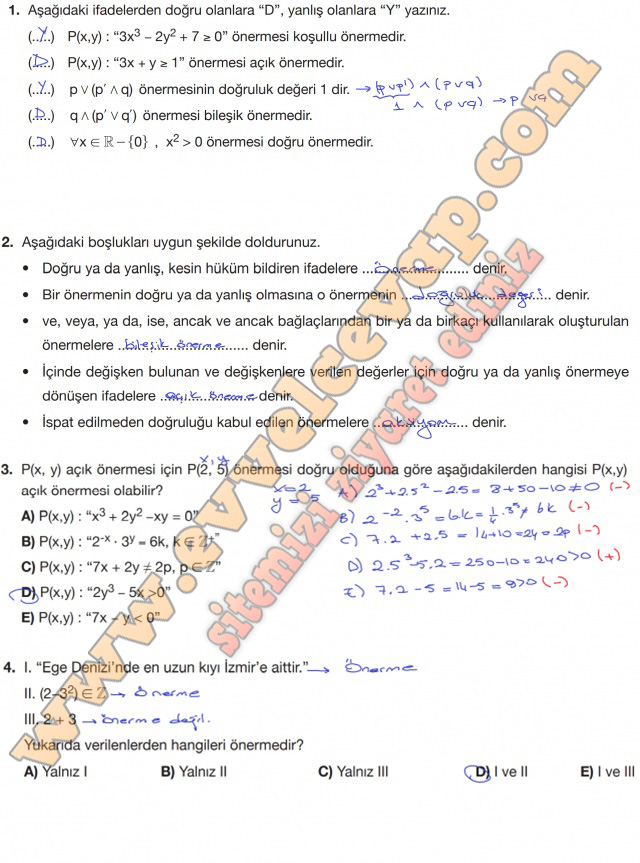 9. Sınıf Matematik Ders Kitabı Sayfa 40 Cevapları Pasifik Yayınları