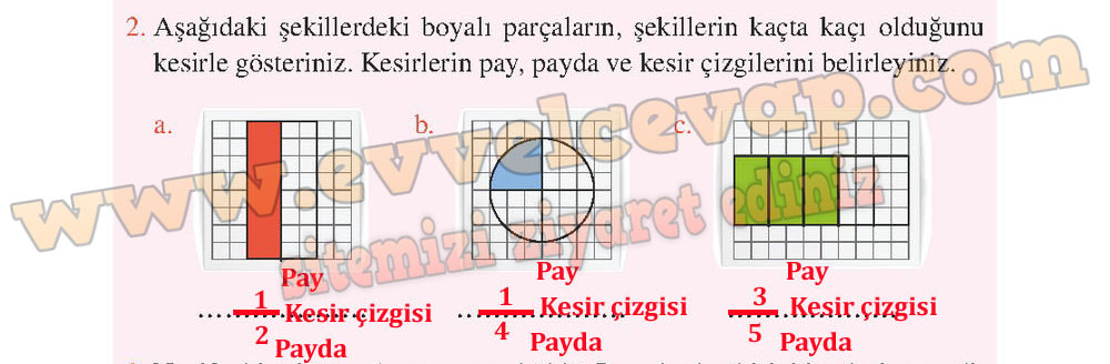 Aşağıdaki şekillerdeki boyalı parçaların, şekillerin kaçta kaçı ...