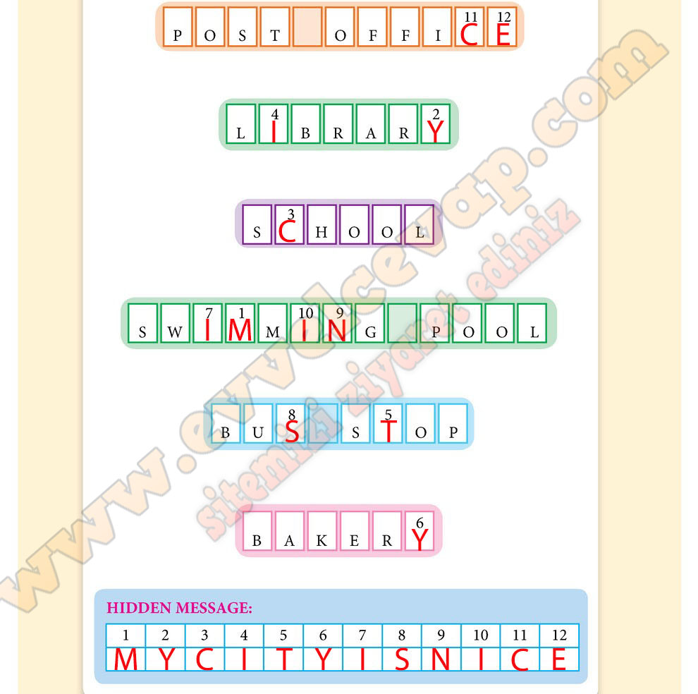 Write the missing letters. Find the hidden message.