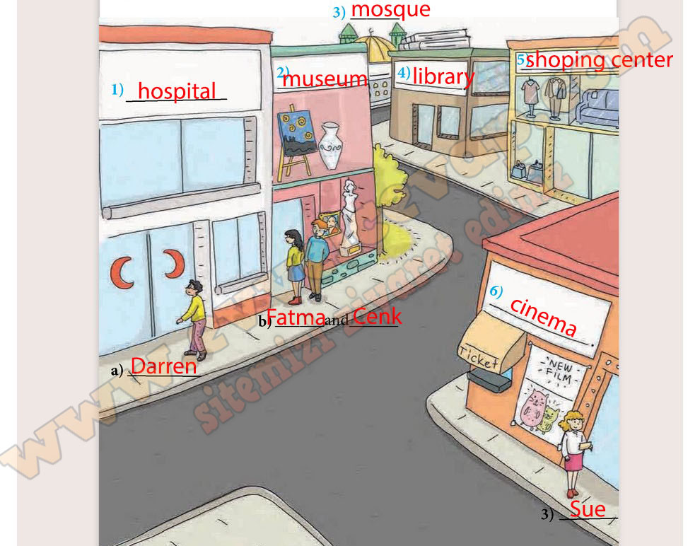 Write the names of the buildings.