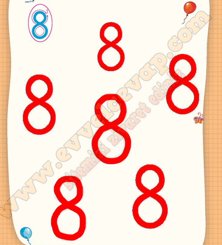 8 rakamını yazılış yönünden dikkat ederek boyayınız.