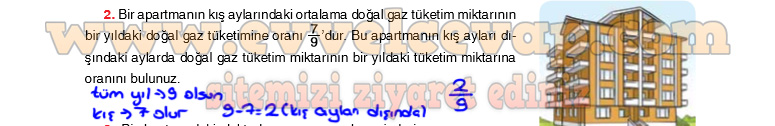 Bir apartmanın kış aylarındaki ortalama doğal gaz tüketim miktarının ...