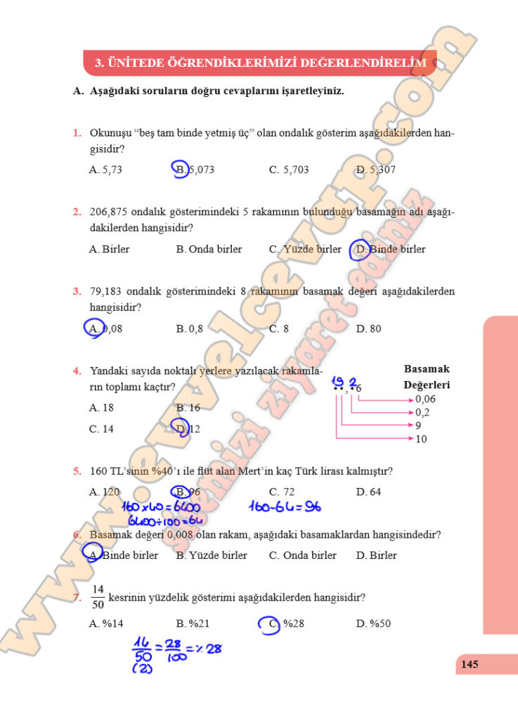 5. Sınıf Özgün Yayınları Matematik Ders Kitabı Cevapları Sayfa 145-146-147