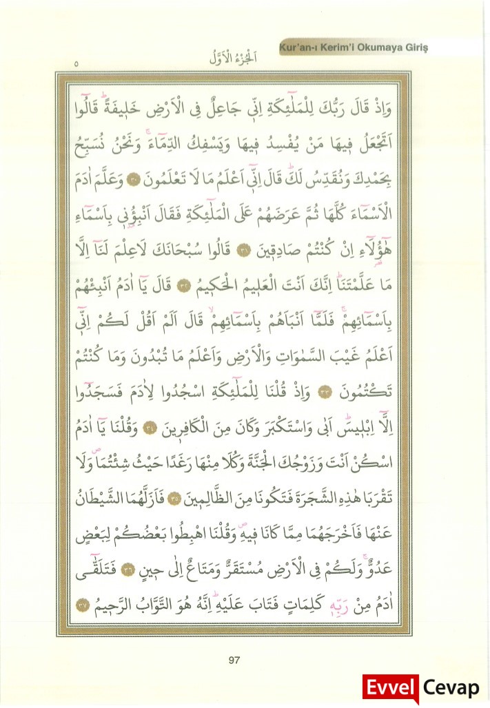 5. Sınıf Kur’an-ı Kerim Ders Kitabı Cevapları Ata Yayıncılık Sayfa 97