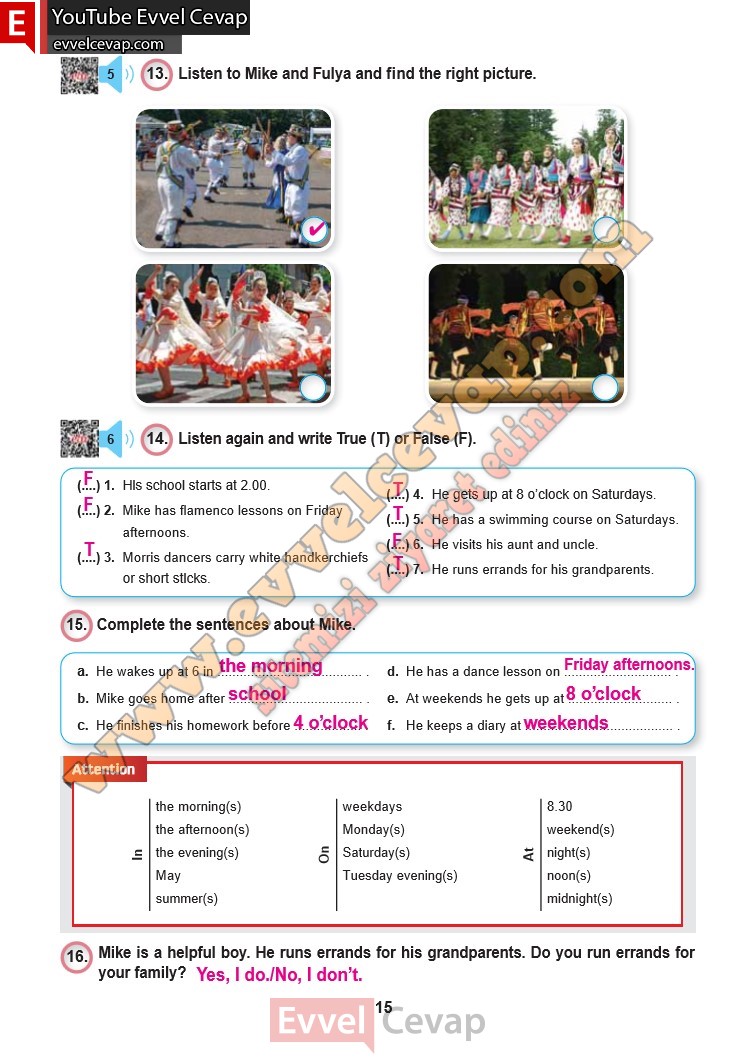 6. Sınıf İngilizce Ders Kitabı Cevapları Hecce Yayıncılık Sayfa 15