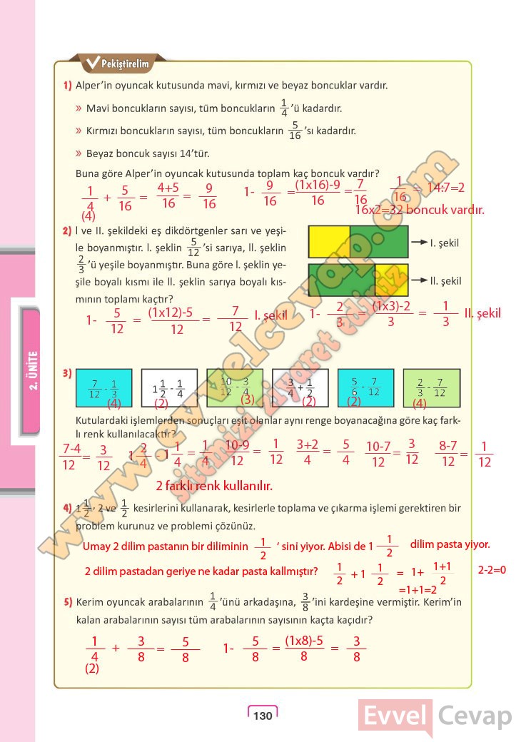 5. Sınıf Matematik Ders Kitabı Cevapları Meb Yayınları Sayfa 130